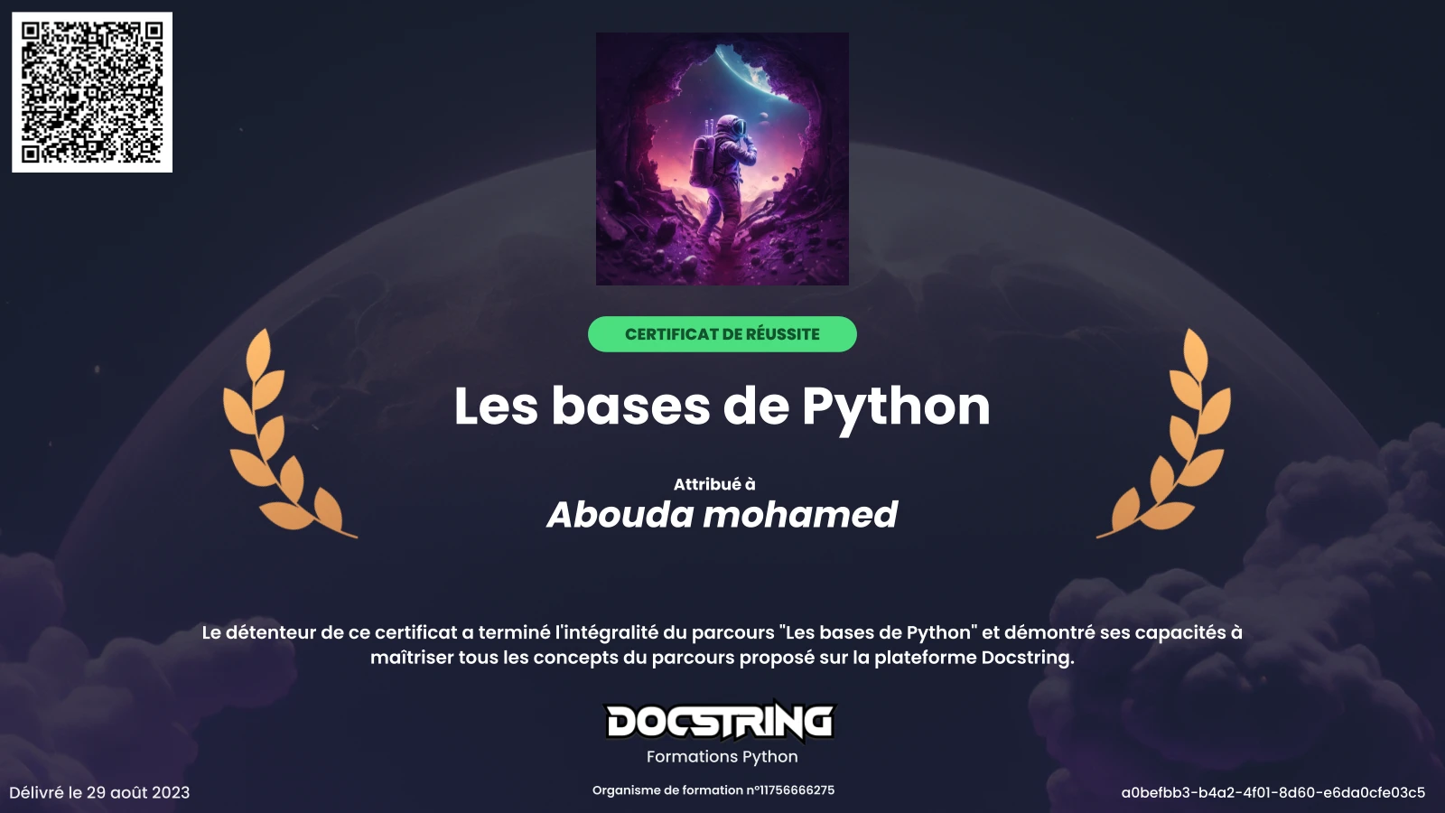 Les bases de Python - Certificat de Mohamed